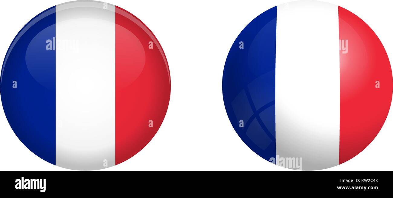 France flag under 3d dome button and on glossy sphere / ball Stock ...
