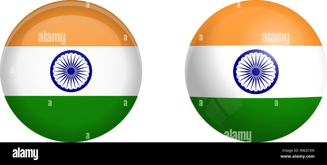 India flag under 3d dome button and on glossy sphere / ball Stock ...