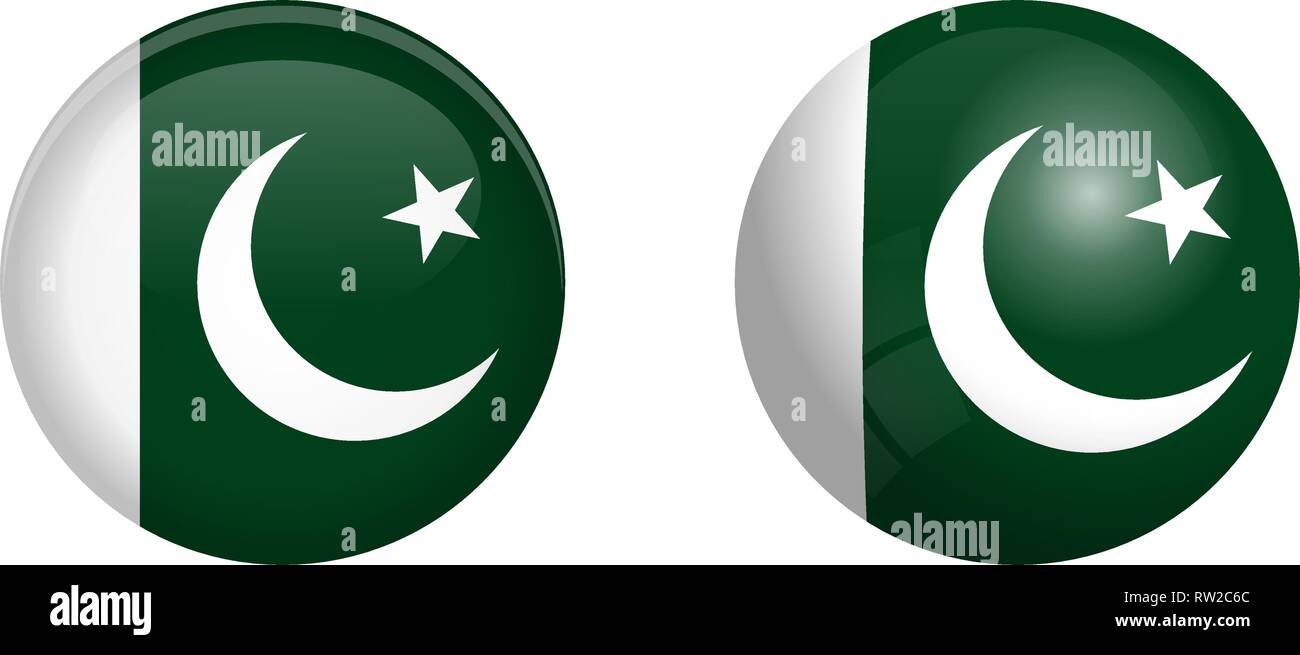 Pakistan flag under 3d dome button and on glossy sphere / ball Stock ...