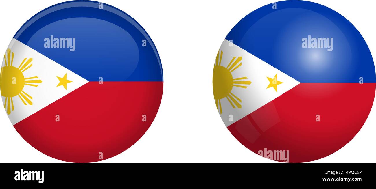 Philippines flag under 3d dome button and on glossy sphere / ball Stock ...
