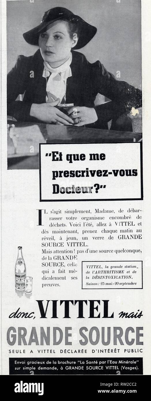 Publicité ancienne. 13 juin 1936. Vittel. Grande Source Stock Photo - Alamy