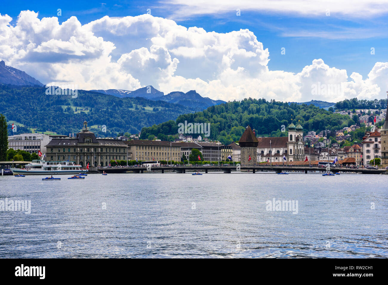 Clear transparent azure lake Lucerne, Luzern in Switzerland Stock Photo ...