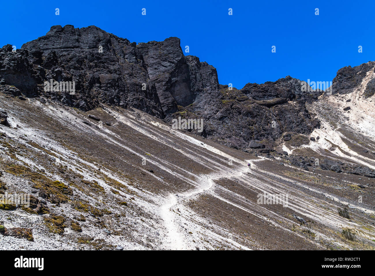 Group of climbers walking a path in the Pichincha Stock Photo - Alamy