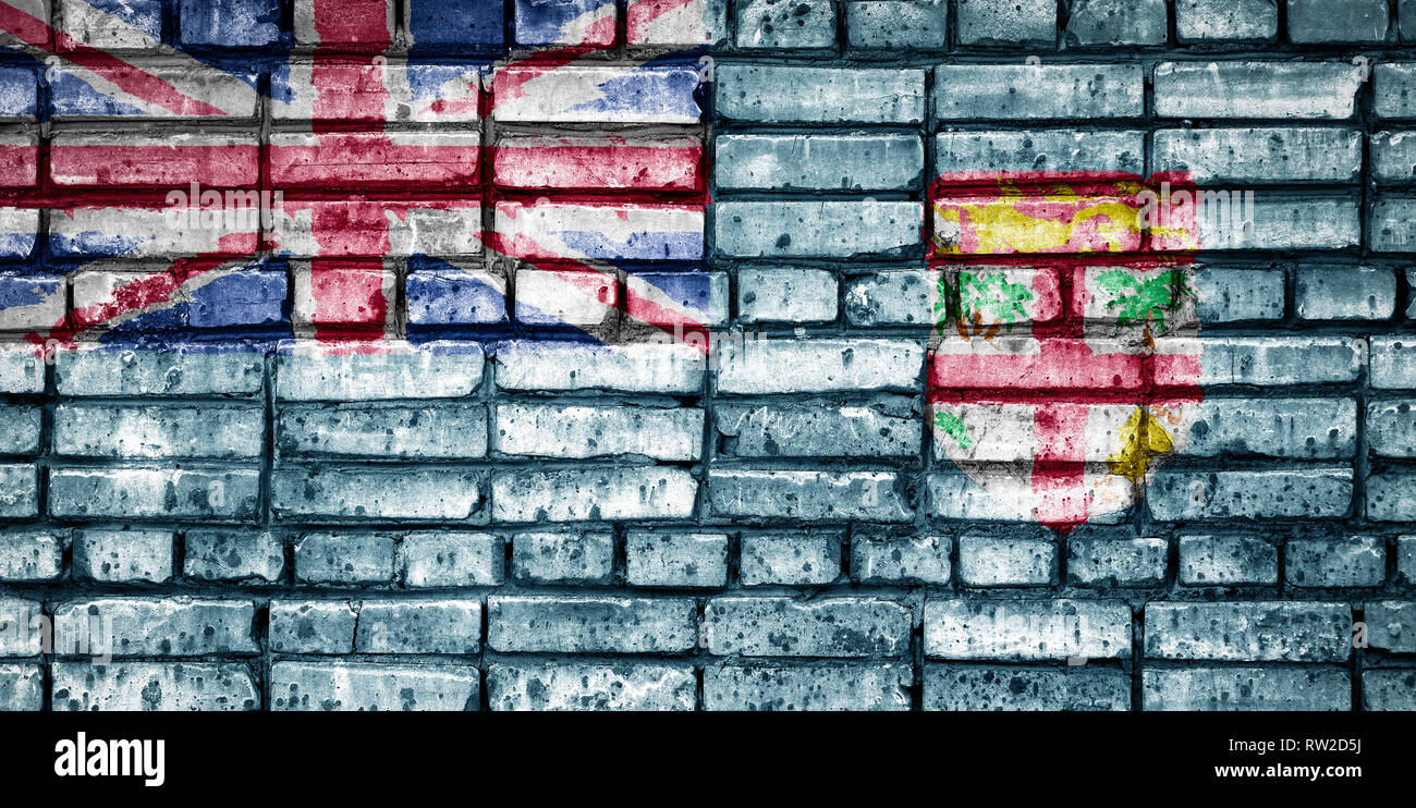 National flag of Fiji on a brick background. Concept image for Fiji ...