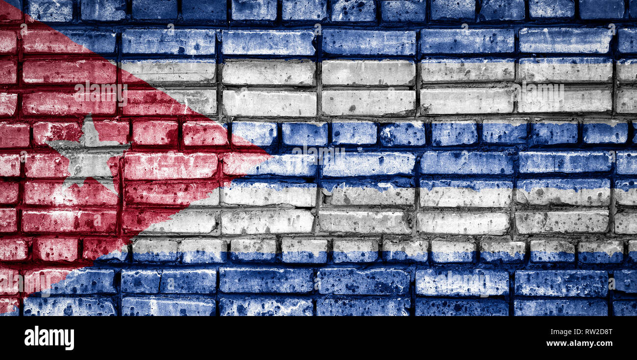 National flag of Cuba on a brick background. Concept image for Cuba ...