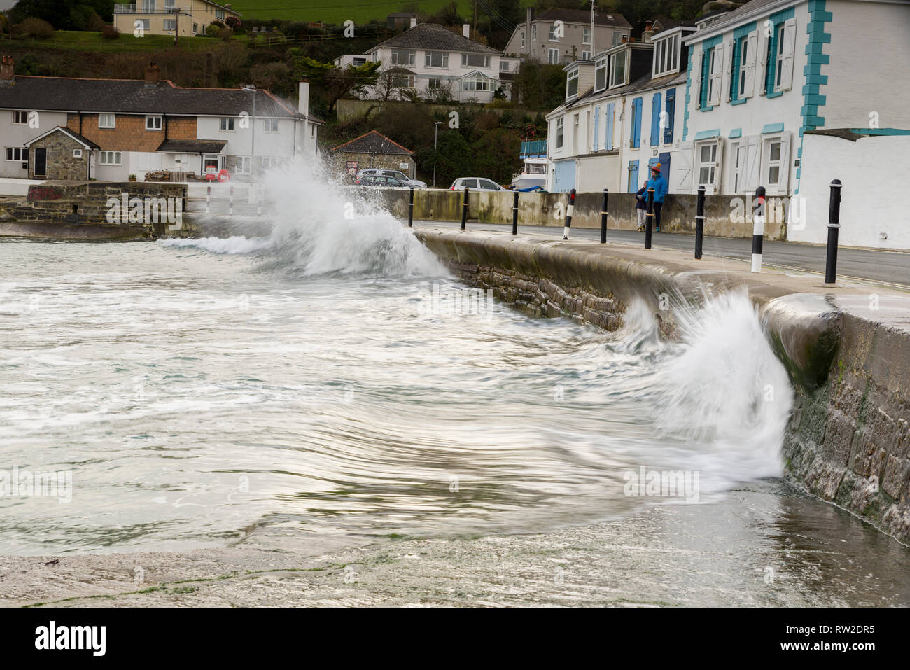 Editorial: People & Logos. Portmellon, Mevagissey, Cornwall, UK. 03/03 ...