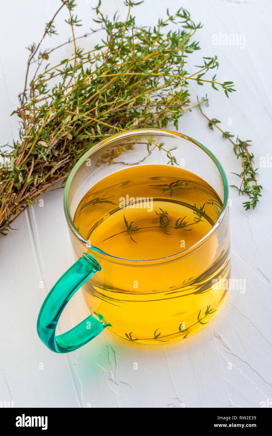 Infusion of thyme. Ingredient of Mediterranean cuisine and healing home ...