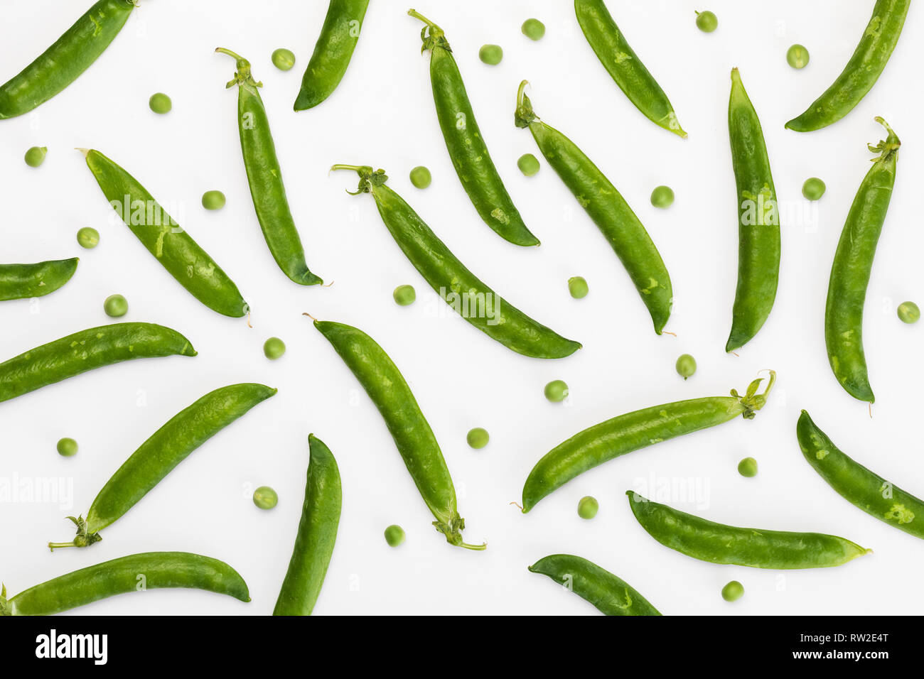 Green, tender, fresh and raw peas. Peas texture isolated on white ...
