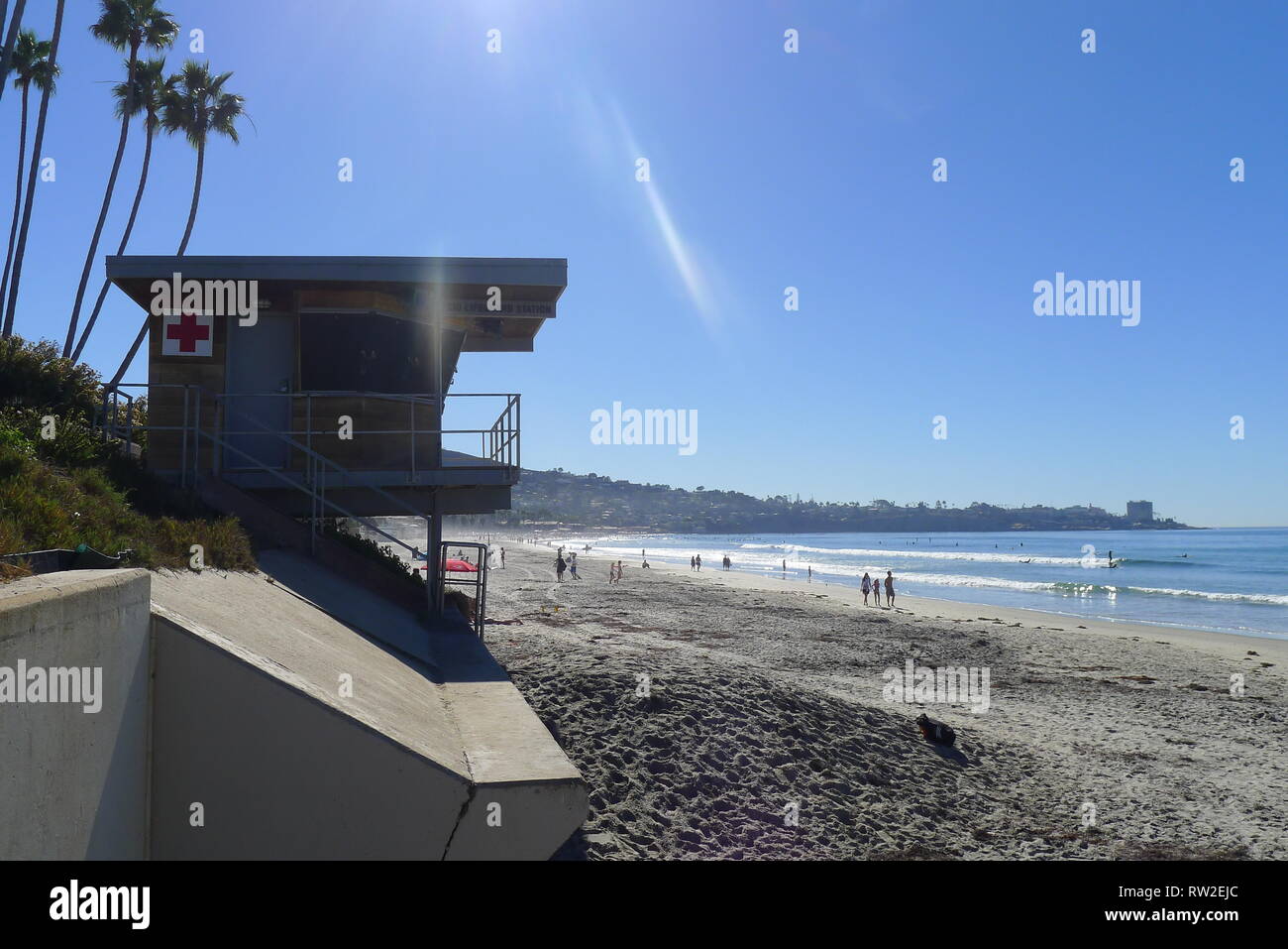 Lifeguard tower ocean beach san diego sand ocean beach hi-res stock ...