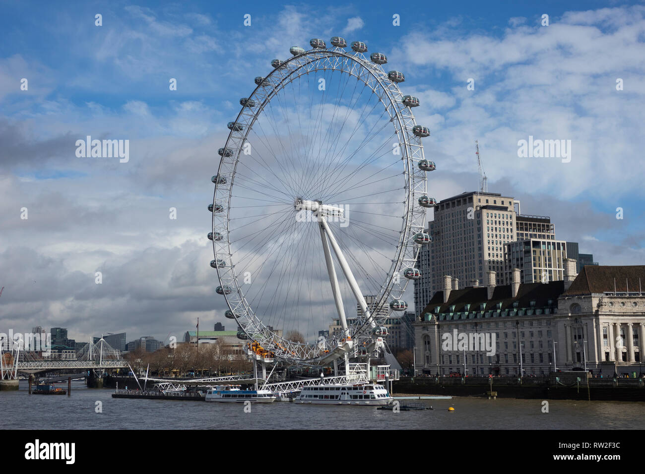 London, England - February 28, 2019: London Eye or Millennium Wheel on ...