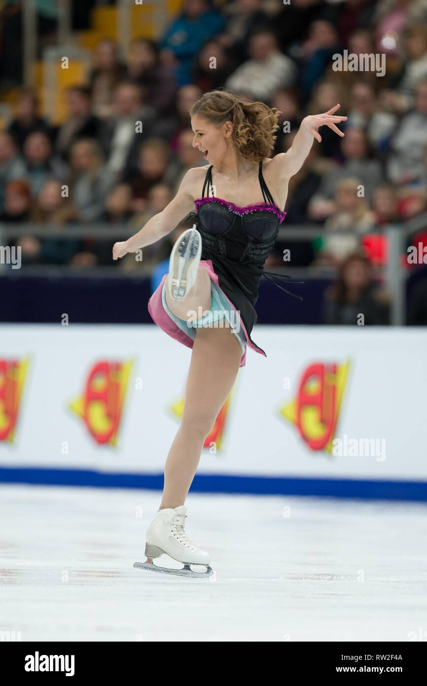 Laurine Lecavelier from France during 2018 European figure skating ...