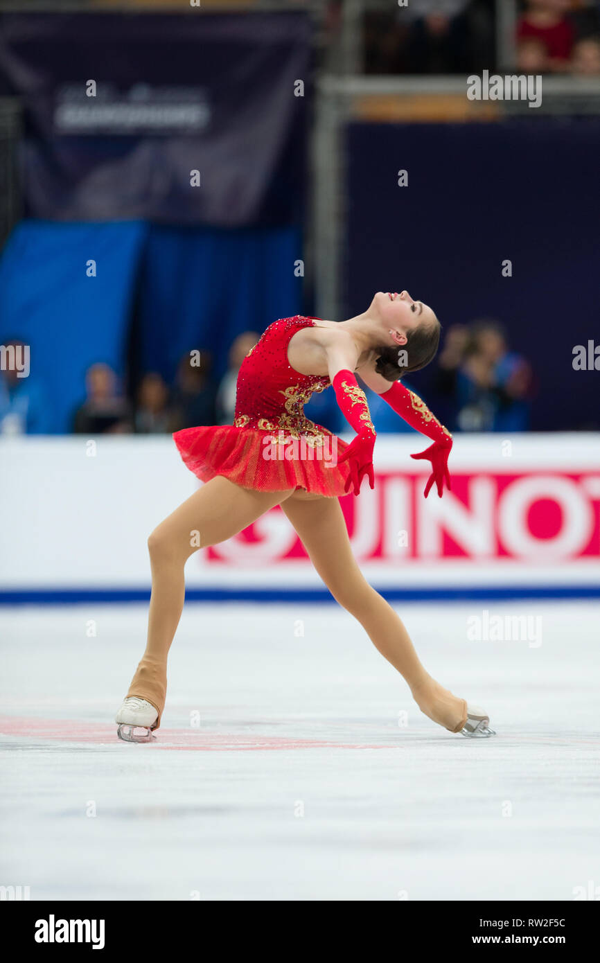 Alina Zagitova from Russian during 2018 European figure skating ...