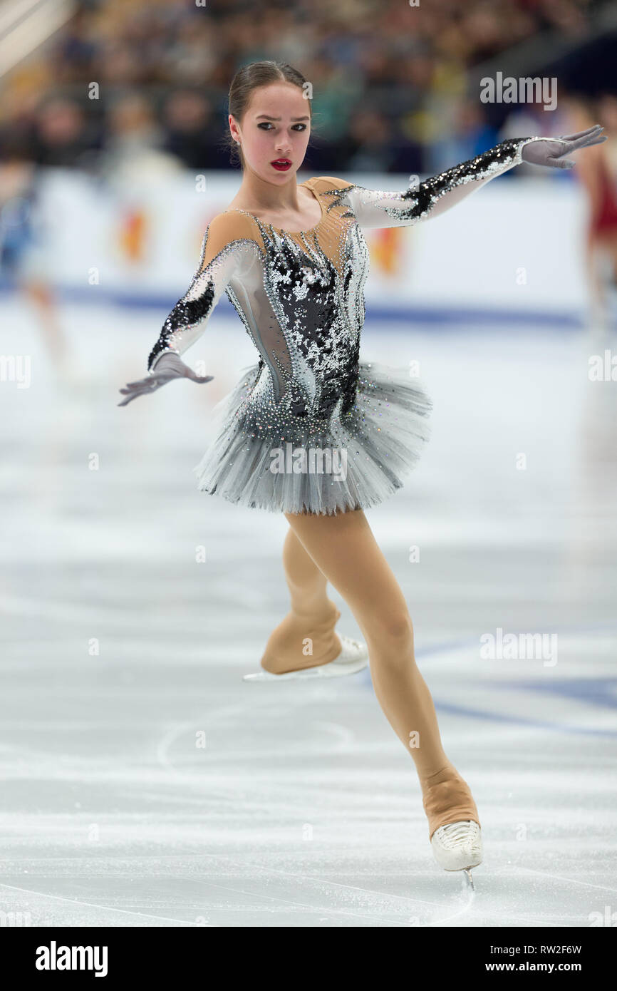 Alina Zagitova from Russian during 2018 European figure skating ...