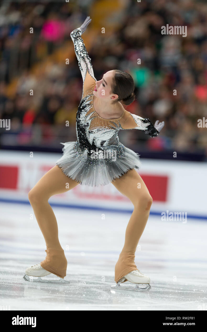 Alina Zagitova from Russian during 2018 European figure skating ...