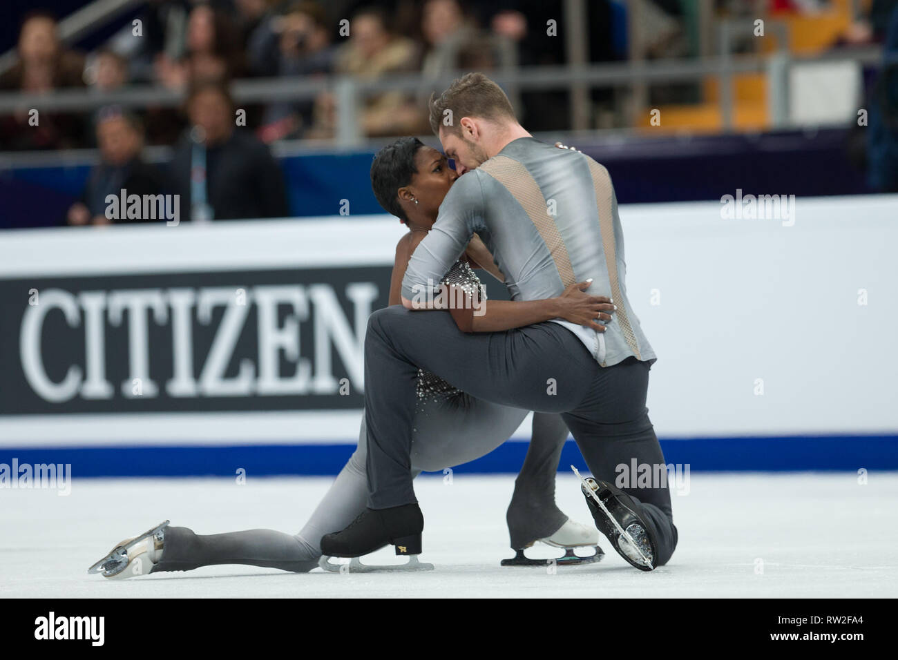 Vanessa James and Morgan Cipres from France during 2018 European figure ...