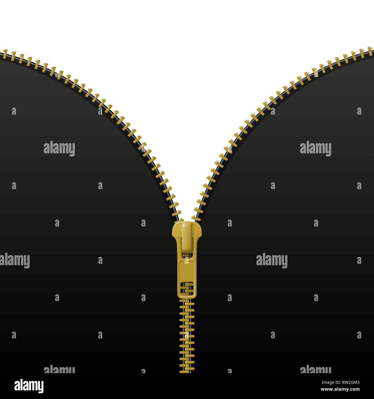 Zipper lock half open, blank mockup, revealing a message or content ...