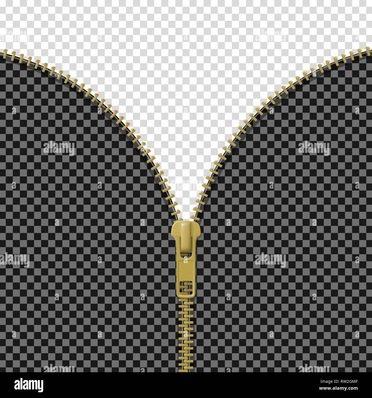 Zipper lock half open, blank mockup, revealing a message or content ...