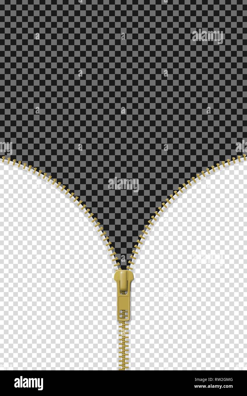 Zipper lock half open, blank mockup, revealing a message or content ...