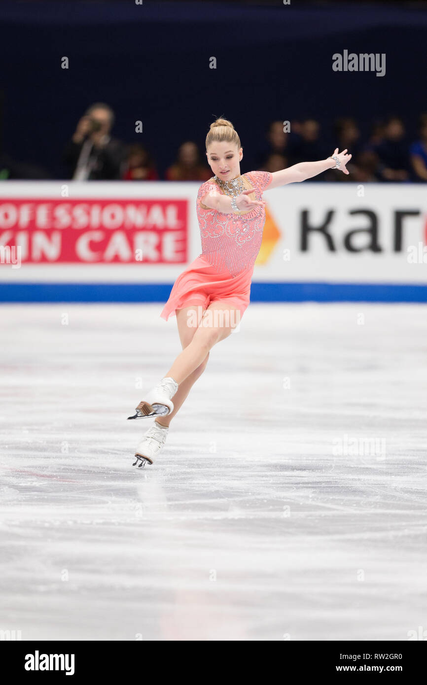Maria Sotskova from Russia during 2018 world figure skating ...