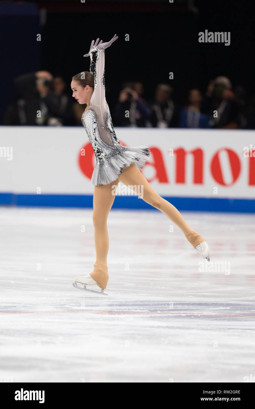 Alina Zagitova from Russia during 2018 world figure skating ...