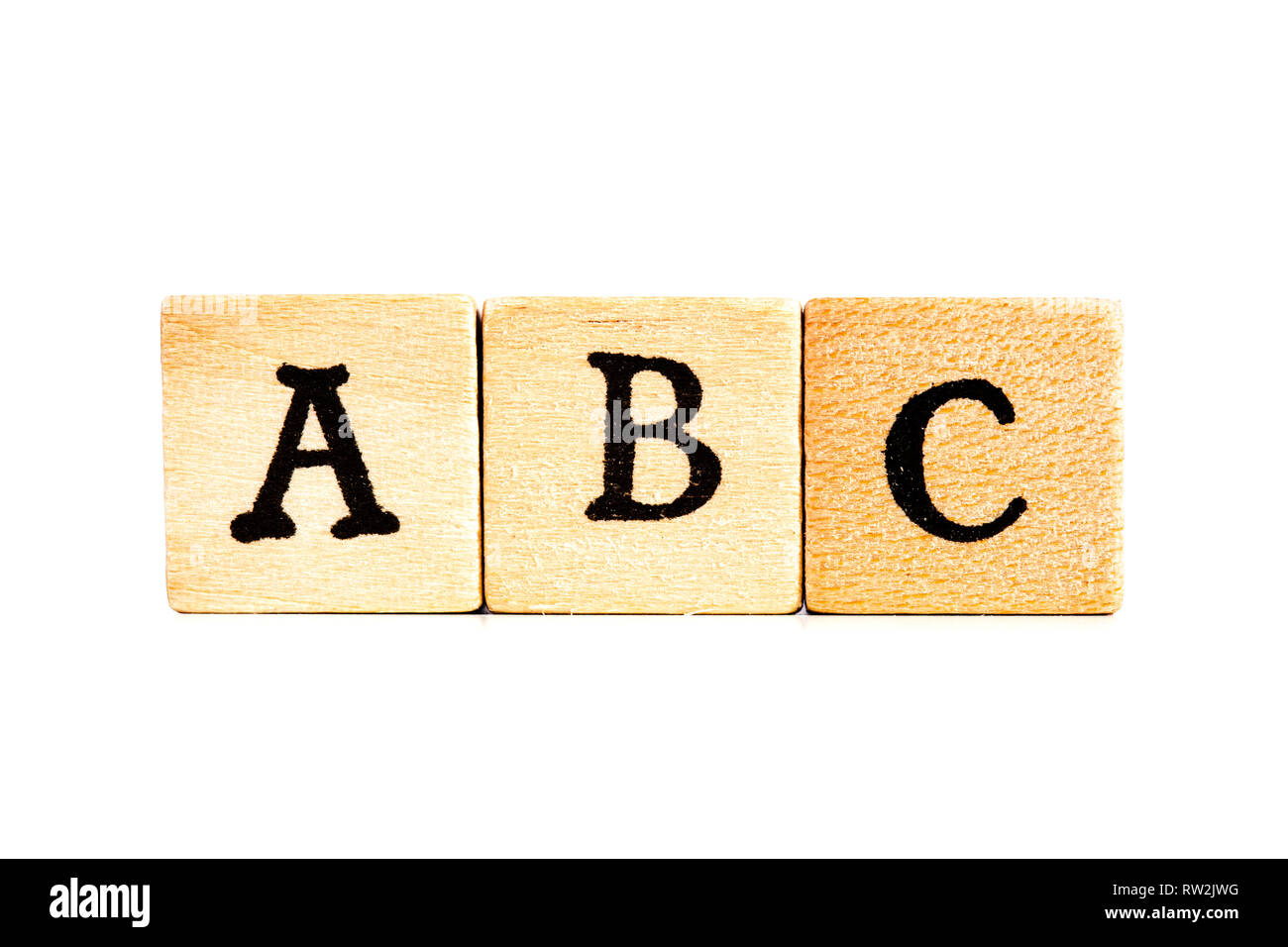 abc made from wooden stamps Stock Photo - Alamy