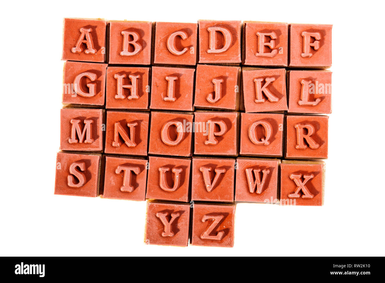 rubber stamps with wooden handle. the alphabet Stock Photo - Alamy
