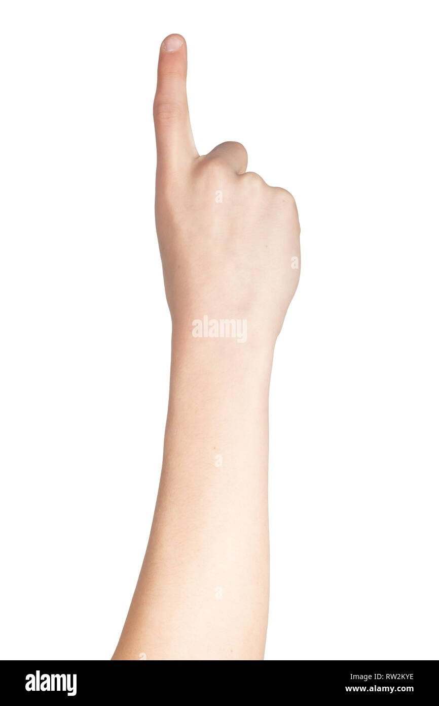 Caucasian hand doing British Sign Language showing the symbol for 1 ...