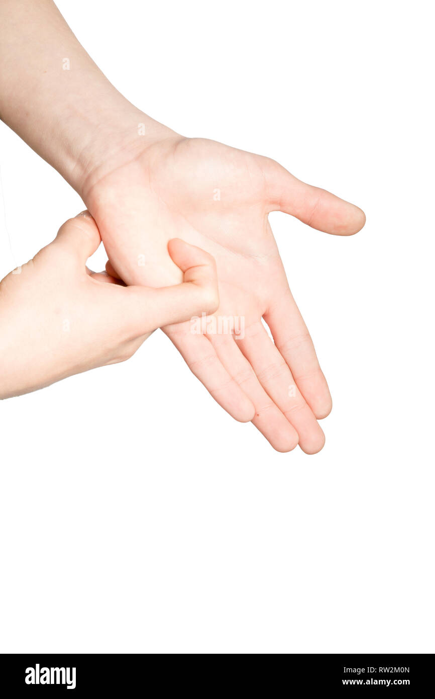 Caucasian hand doing British Sign Language showing the symbol for R ...
