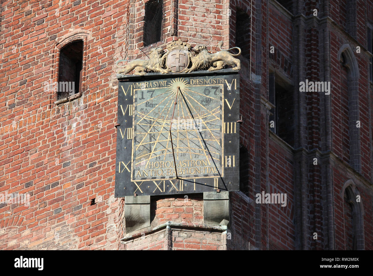 Sundial on Gdansk Main Town Hall building Stock Photo - Alamy