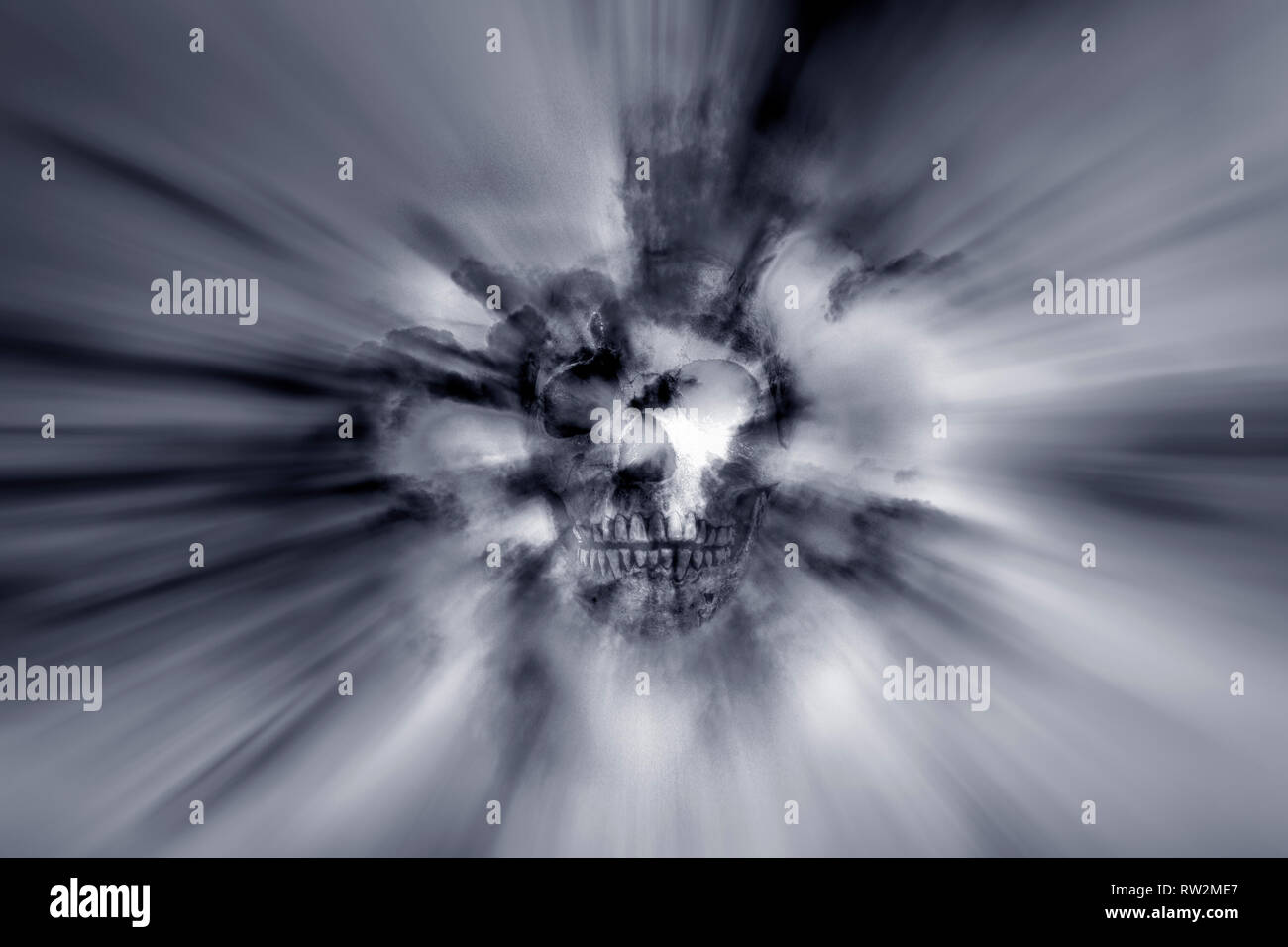 Blurred halloween background with skull Stock Photo - Alamy