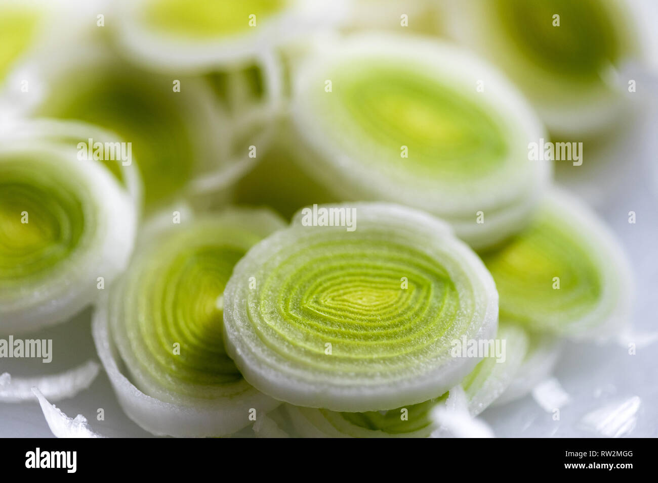 Macro photography of Leek onion ring Stock Photo - Alamy