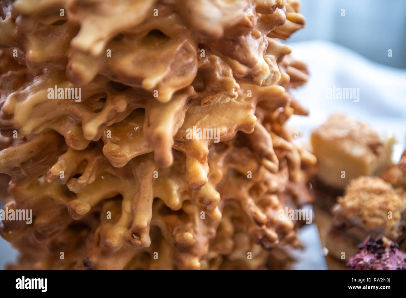 Close-up of a traditional Polish-Lithuanian Tree Cake (Sękacz ...
