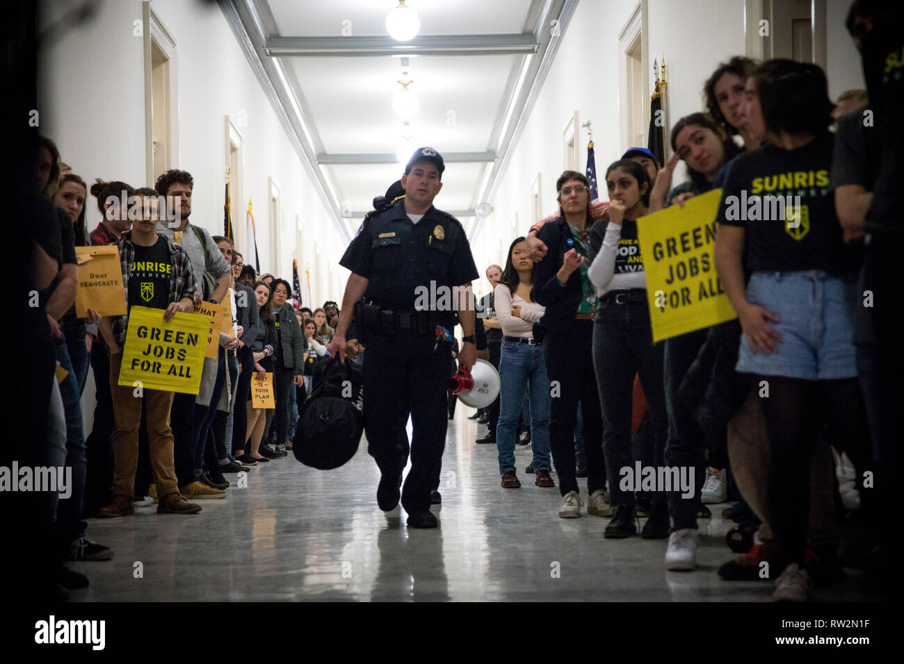 Student activists with the Sunrise Movement occupy Nancy Pelosi's ...