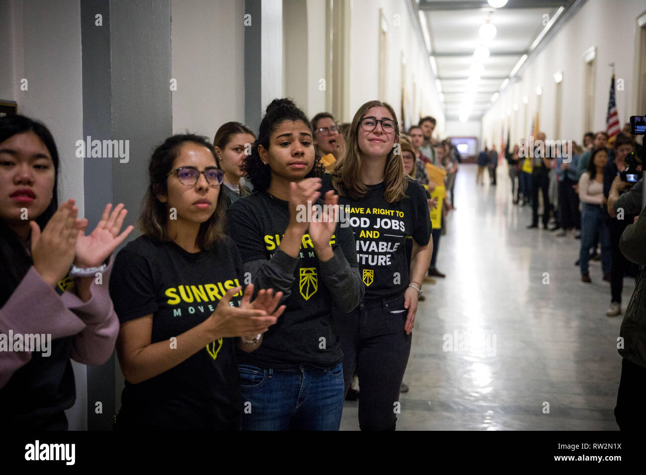Student activists with the Sunrise Movement occupy Nancy Pelosi's ...