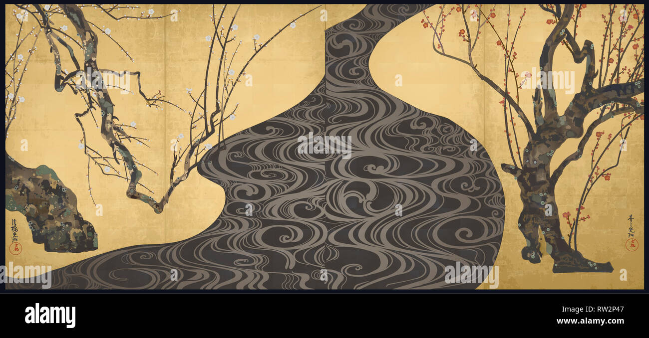 Japanese style illustration Stock Photo - Alamy