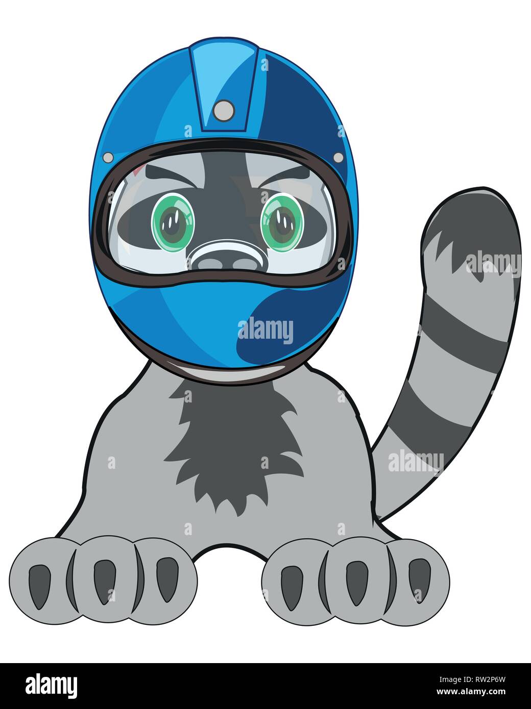 Cartoon pets cat in defensive helmet on white background is insulated ...