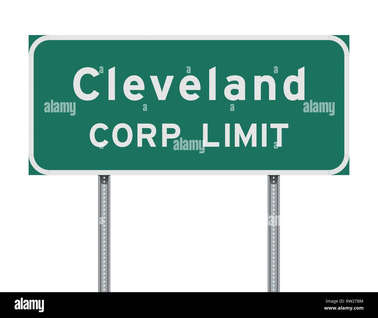 Vector illustration of the Cleveland Corp Limit green road sign Stock ...