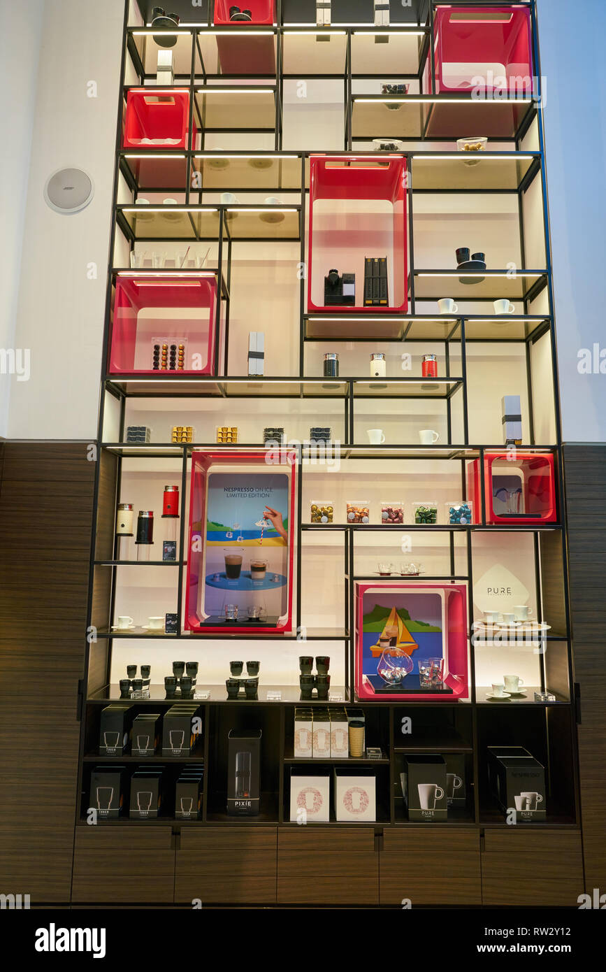 DUSSELDORF, GERMANY - CIRCA SEPTEMBER, 2018: inside Nespresso store in ...
