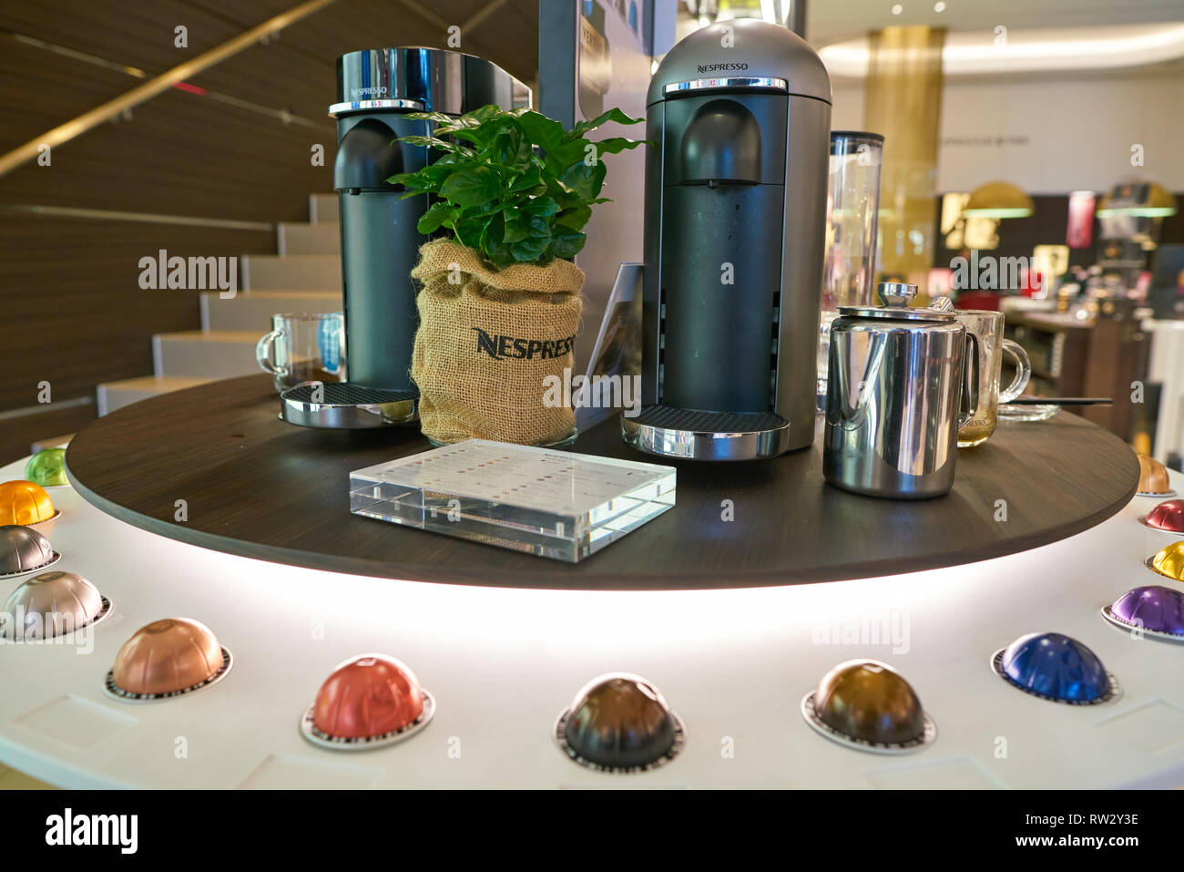 DUSSELDORF, GERMANY - CIRCA SEPTEMBER, 2018: inside Nespresso store in ...