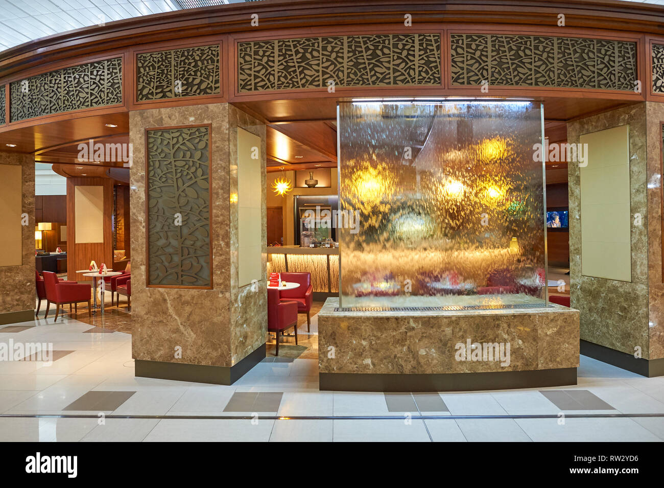 DUBAI, UAE - CIRCA SEPTEMBER, 2015: interior shot of Business Class ...