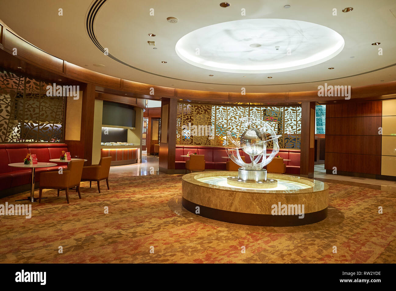 DUBAI, UAE - CIRCA SEPTEMBER, 2015: interior shot of Business Class ...