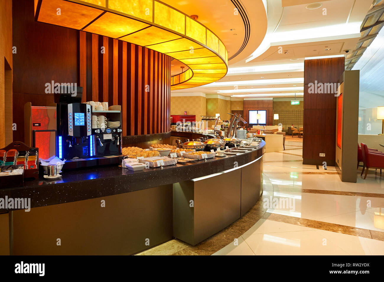 DUBAI, UAE - CIRCA SEPTEMBER, 2015: interior shot of Business Class ...