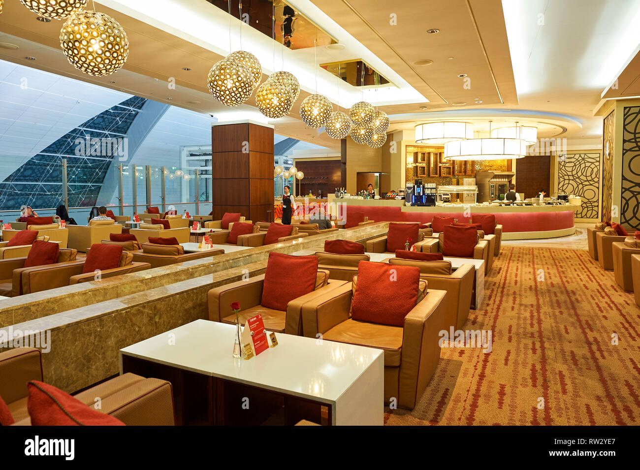 DUBAI, UAE - CIRCA SEPTEMBER, 2015: interior shot of Business Class ...