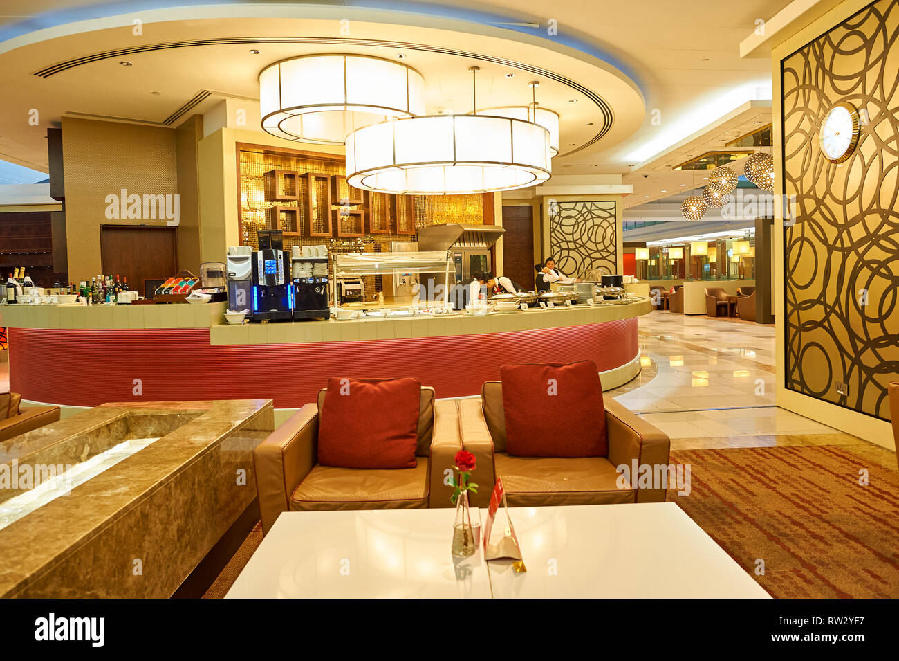 DUBAI, UAE - CIRCA SEPTEMBER, 2015: interior shot of Business Class ...