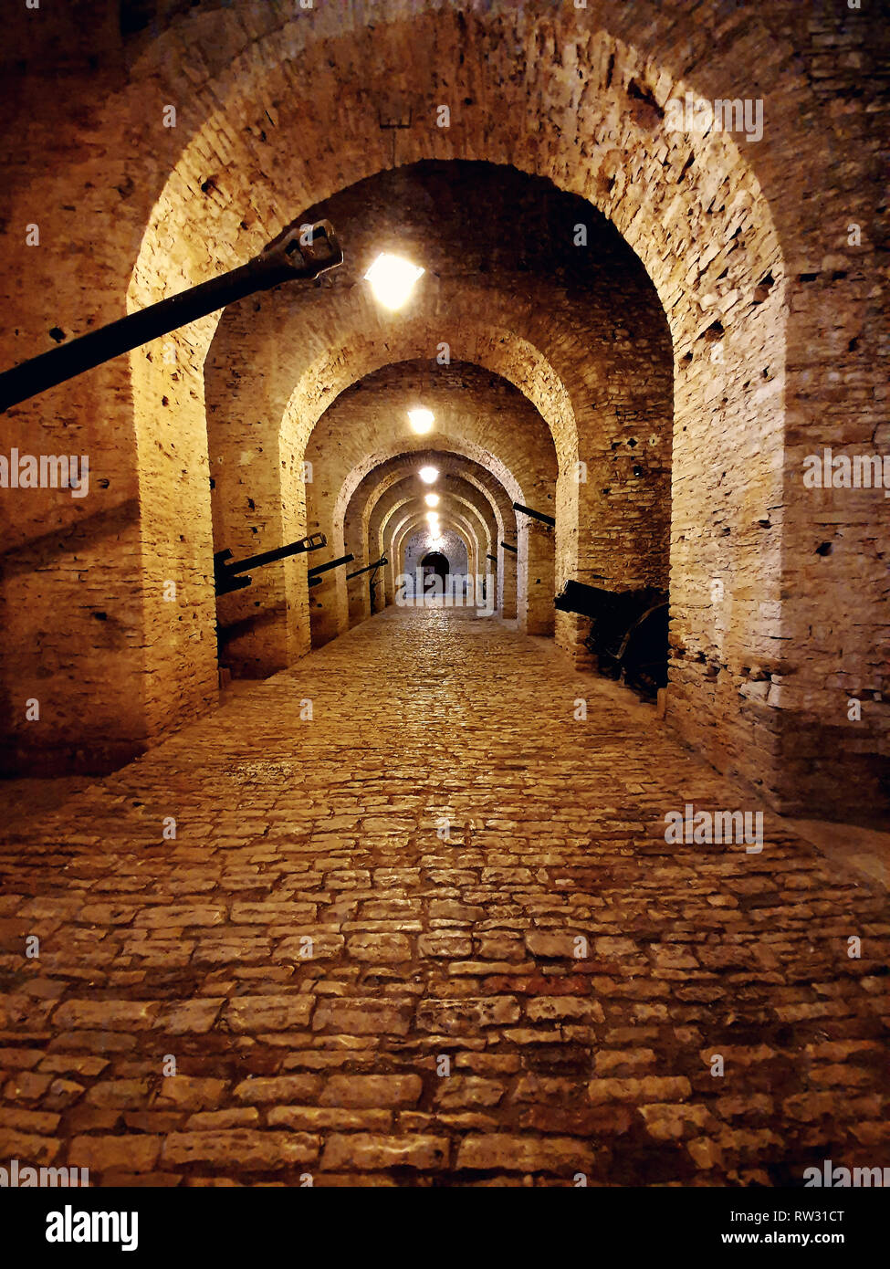 Gjirokaster, Albania - March 2019: The catacombs in castle erected by ...