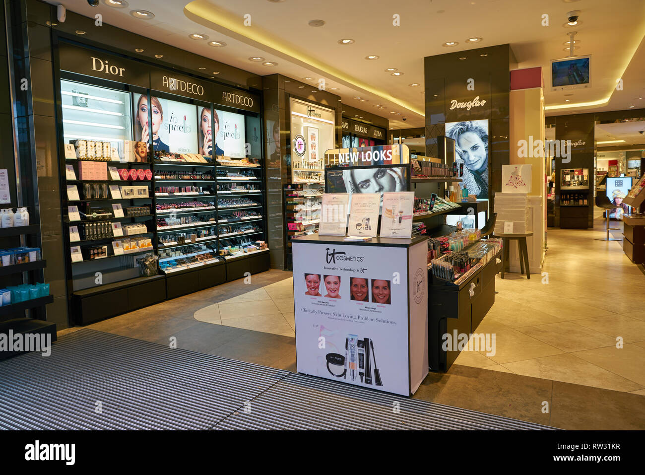 DUSSELDORF, GERMANY - CIRCA SEPTEMBER, 2018: cosmetics on display at ...