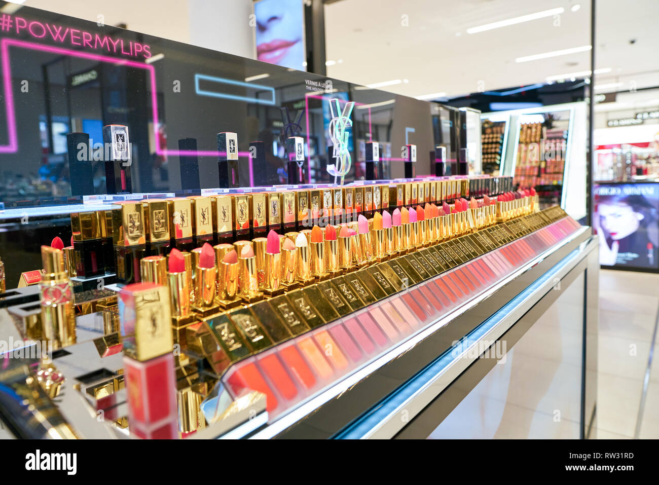 DUSSELDORF, GERMANY - CIRCA SEPTEMBER, 2018: cosmetics on display at ...