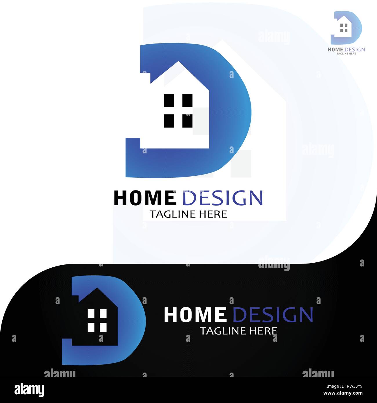 This logo illustrates the letter D with the house inside. This logo is ...