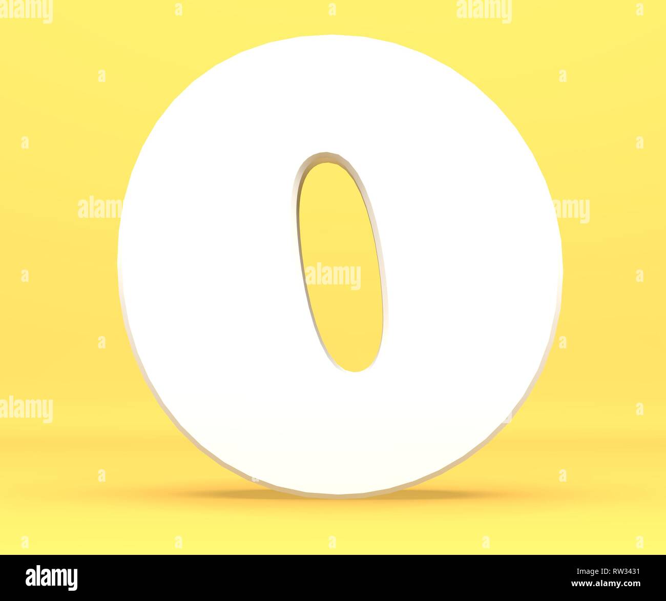 3d rendering illustration. White paper digit alphabet character 0 zero ...