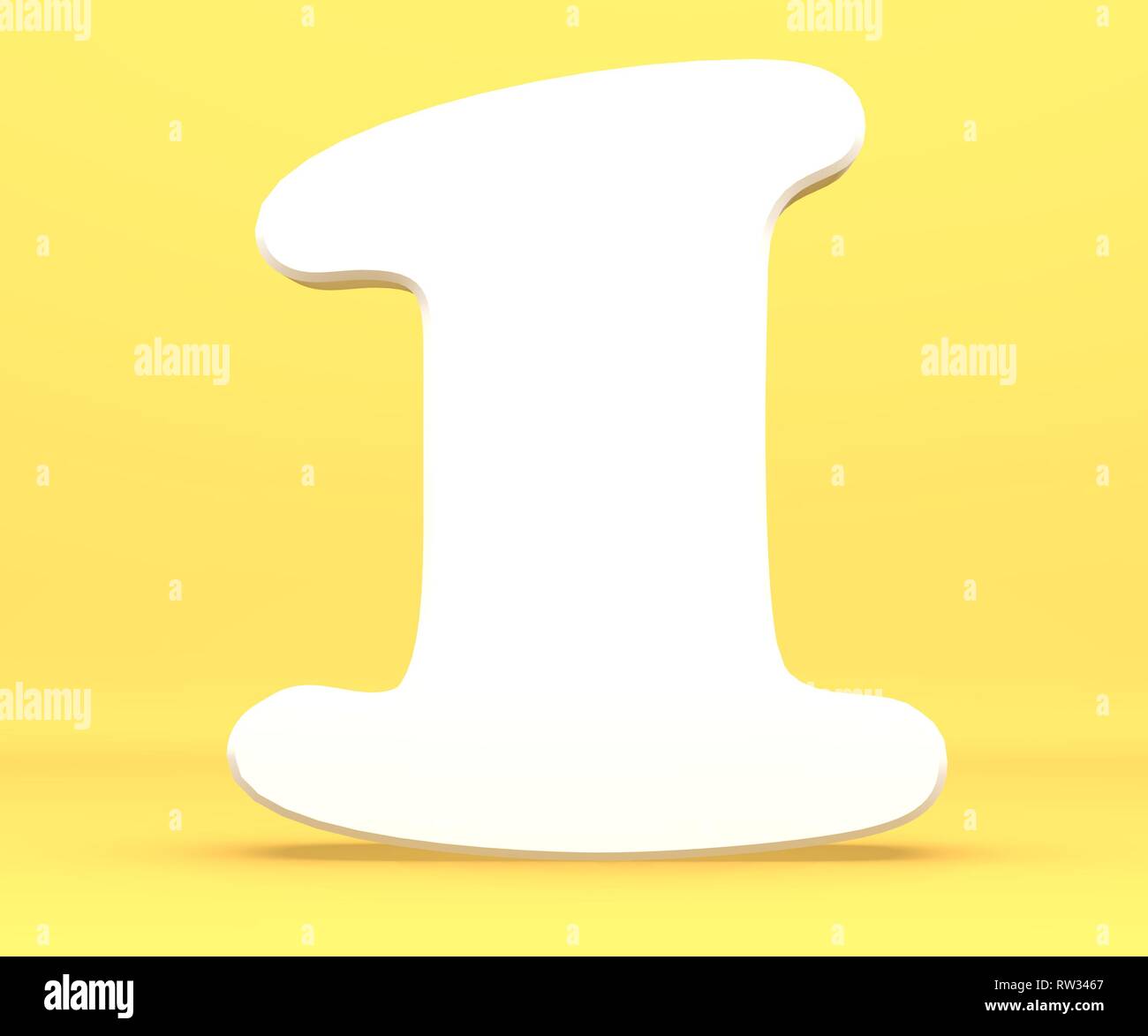 3d rendering illustration. White paper digit alphabet character 1 one ...